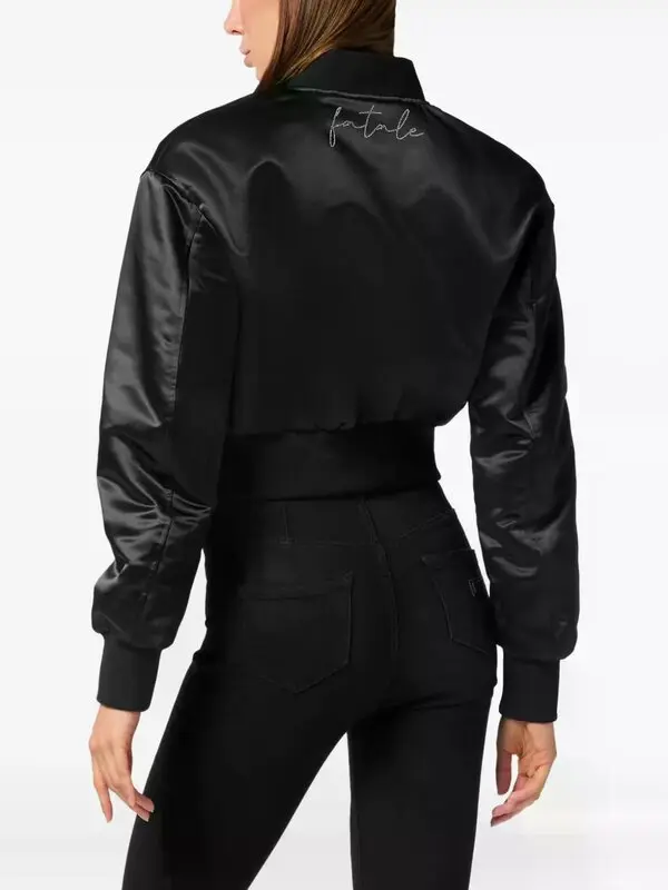 Philipp Plein Nylon Cropped Bomber Fatale Jacket