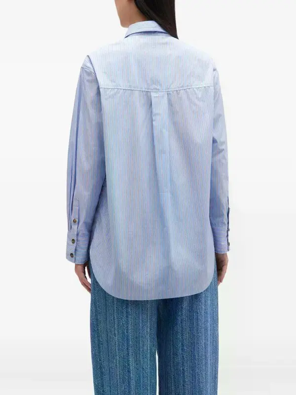 GANNI Striped Graphic Shirt - Blue