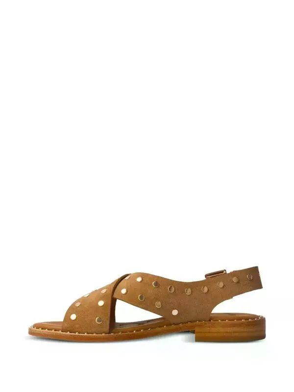 CALCE Cross-strap Studded Flat Sandals