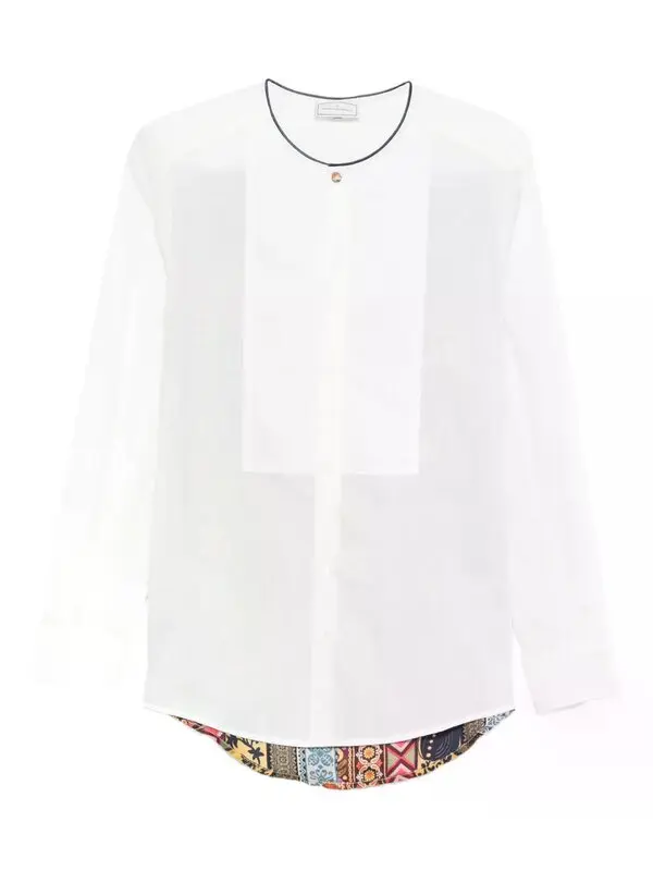 PIERRE-LOUIS MASCIA Patterned Insert Long-sleeve Shirt - White