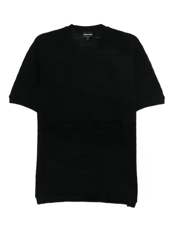 Giorgio Armani Striped Wool T-shirt - Black