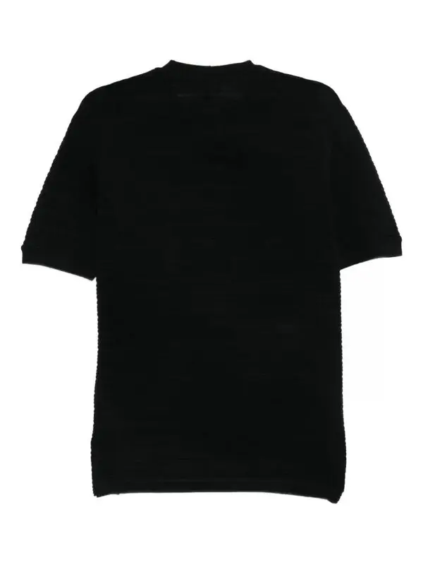 Giorgio Armani Striped Wool T-shirt - Black