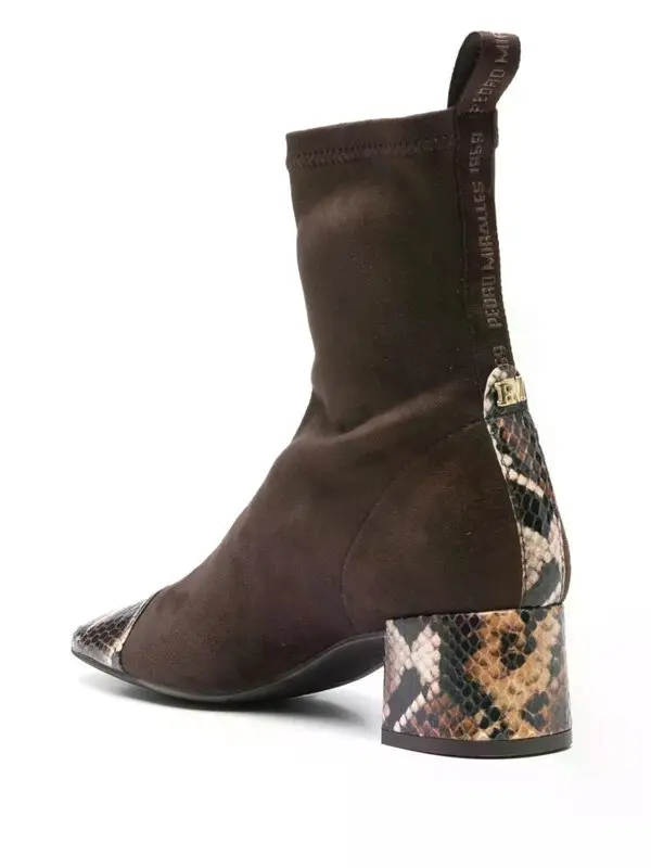 PEDRO MIRALLES 50mm Snakeskin-panel Sock Boots