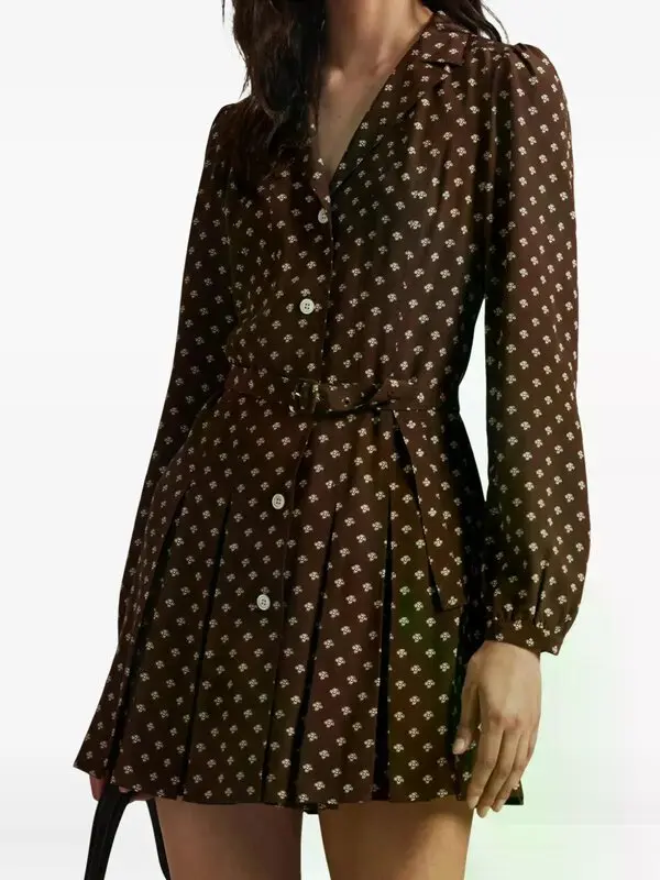 Ralph Lauren Floral-Print Button-Front Dress In Brown - 23% Off