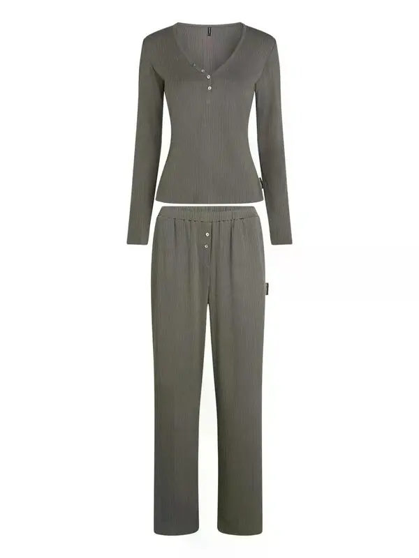 Karl Lagerfeld K Essential Ribbed Pajama Set - Grey