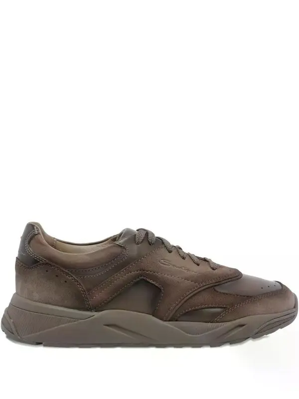 Santoni Innova Leather Suede Sneakers - Brown