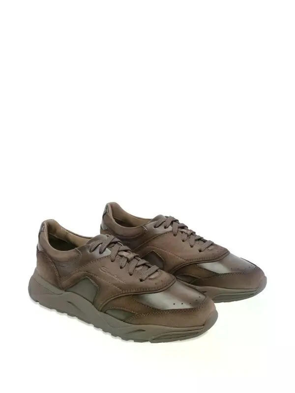 Santoni Innova Leather Suede Sneakers - Brown