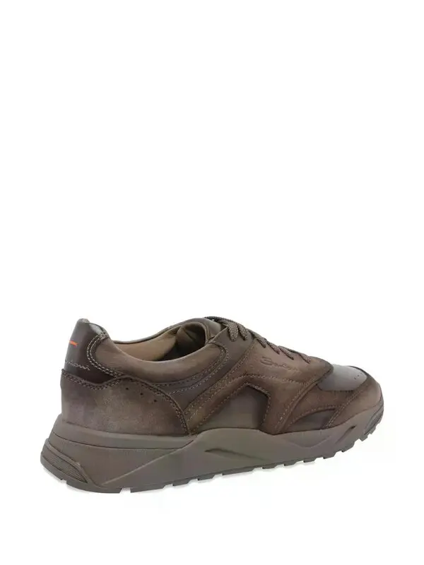 Santoni Innova Leather Suede Sneakers - Brown