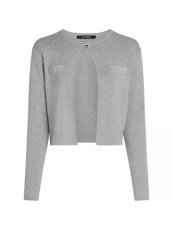Karl Lagerfeld Ikon Cropped Cardigan - Grey