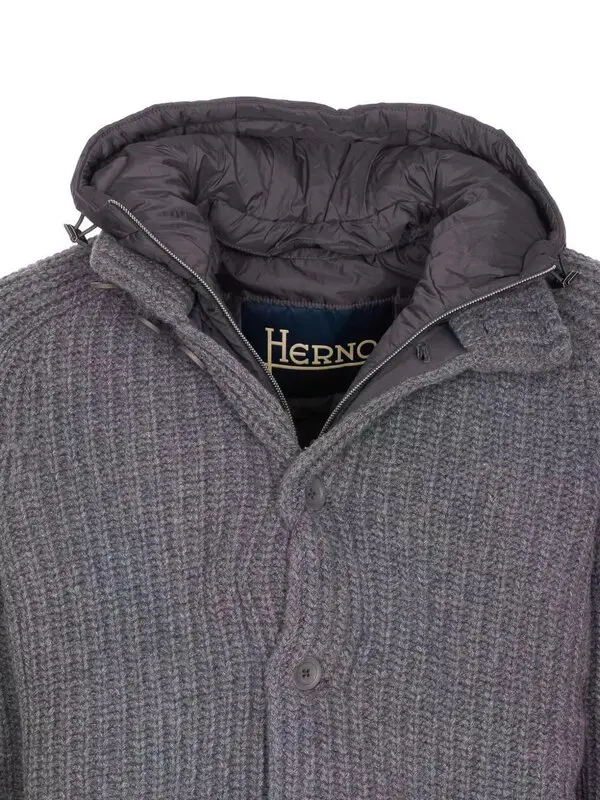 Herno Hooded Knit Jacket - Grey