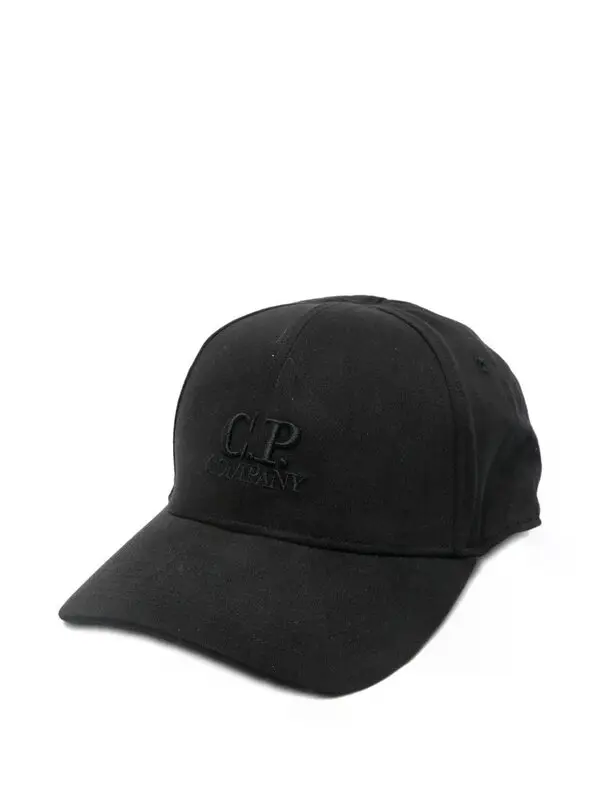 C.P. COMPANY Gabardine Baseball Cap With Embroidered Logo - Black