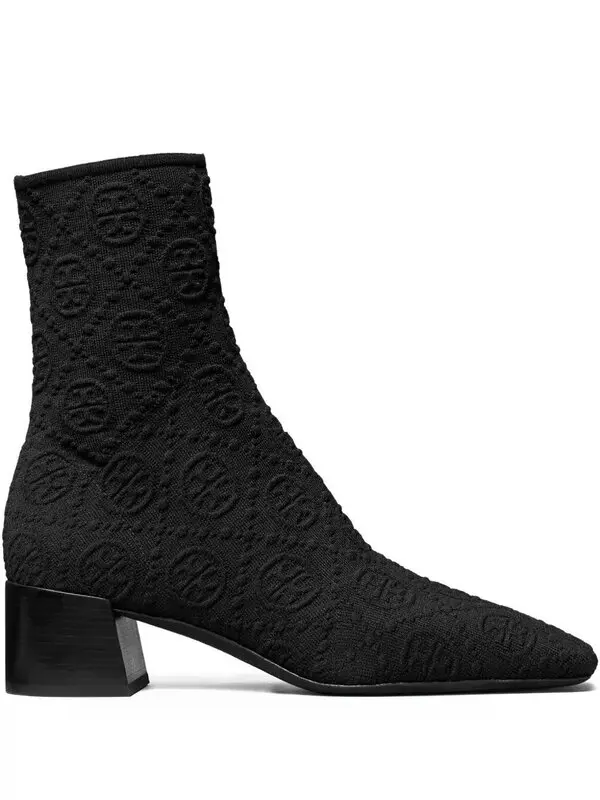 Tory Burch 45mm Monogram Knit Ankle Boots