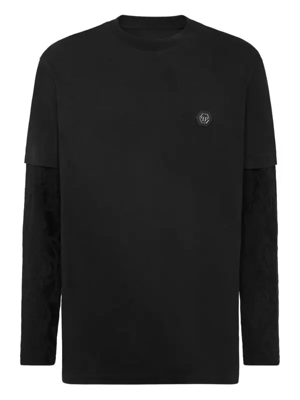 Philipp Plein Double-sleeved Logo-patch T-shirt - Black