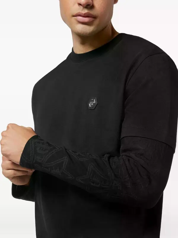 Philipp Plein Double-sleeved Logo-patch T-shirt - Black