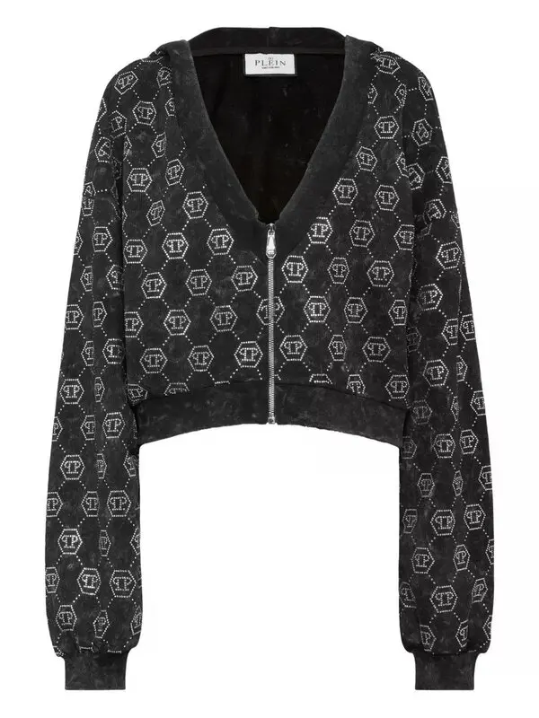 Philipp Plein Monogram Crystal Zip Hoodie