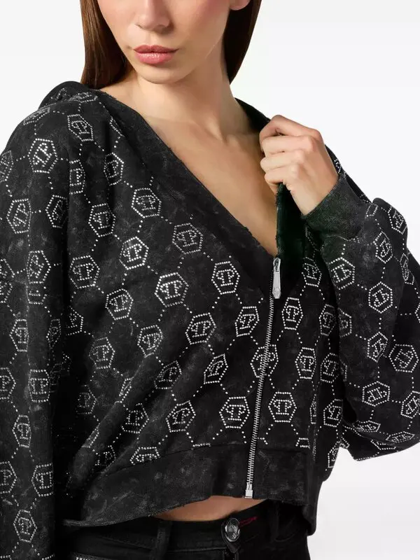 Philipp Plein Monogram Crystal Zip Hoodie