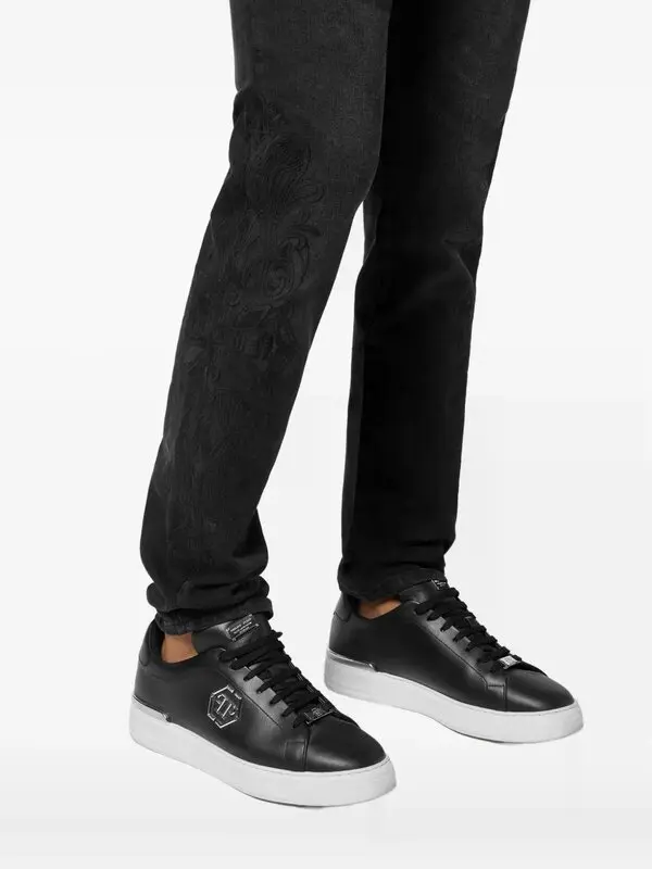 Philipp Plein Embroidered Straight Leg Jeans - Black
