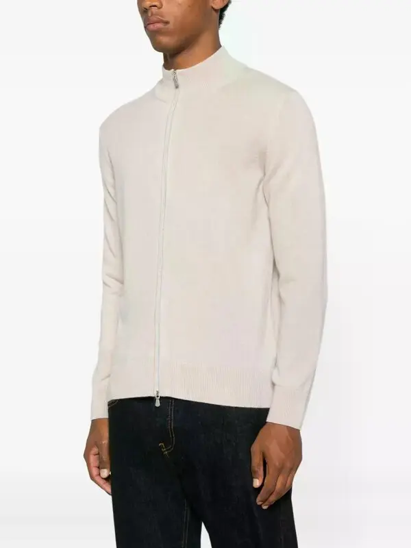 Eleventy High-neck Zip-up Cardigan - Neutrals