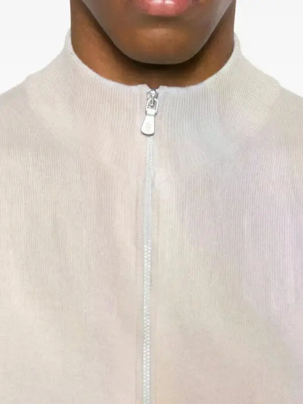 Eleventy High-neck Zip-up Cardigan - Neutrals