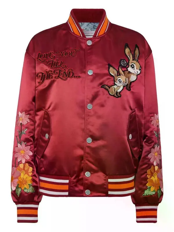 Philipp Plein Embroidered Satin Bomber Jacket