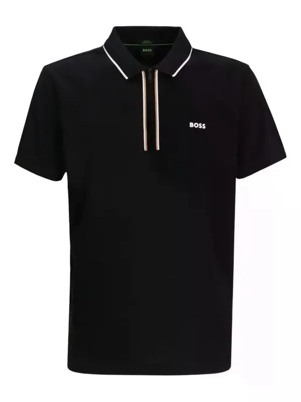 BOSS Zip-neck Polo Shirt - Black