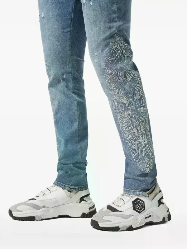 Philipp Plein Embellished Straight-cut Jeans - Blue