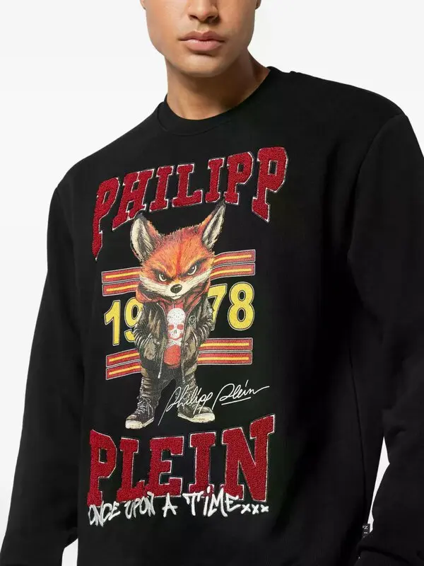 Philipp Plein Fox-print Crew Neck Sweatshirt