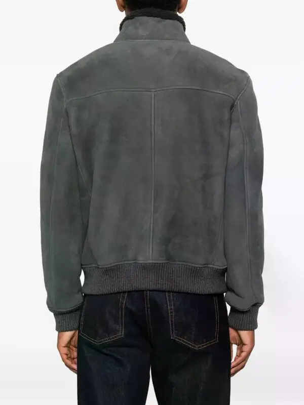 Eleventy Zip-front Shearling Jacket - Grey