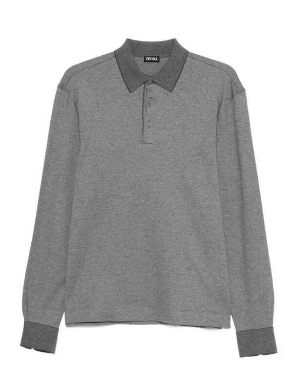 Zegna Long-sleeve Polo Shirt - Grey