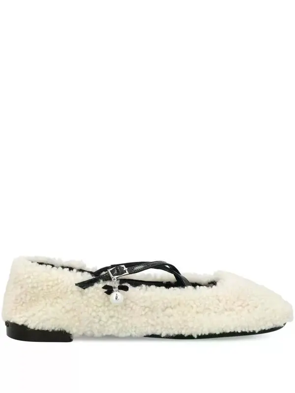 JIMMY CHOO Shearling Ballerina Flats - White