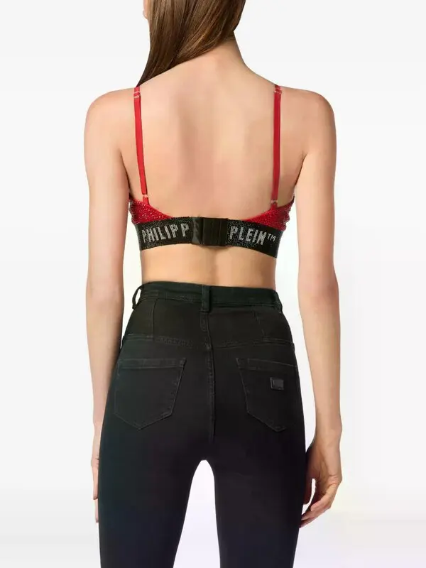 Philipp Plein Rhinestone-embellished Triangle-cup Bra - Red