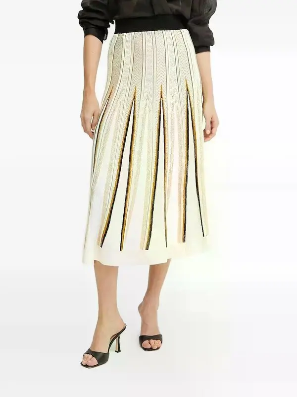 FORTE_FORTE Pleated Striped Midi Skirt