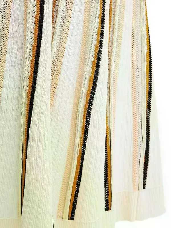 FORTE_FORTE Pleated Striped Midi Skirt