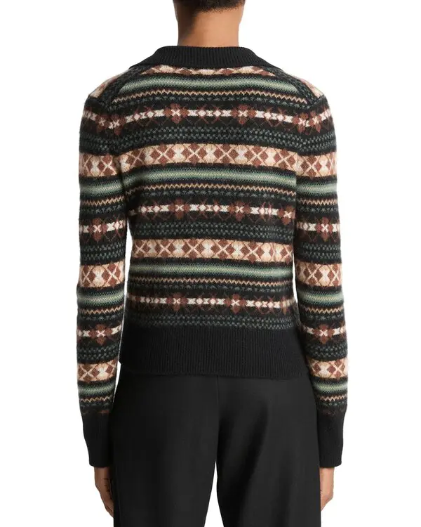 Vince Fair Isle Cashmere Polo Sweater - Cacao/mala