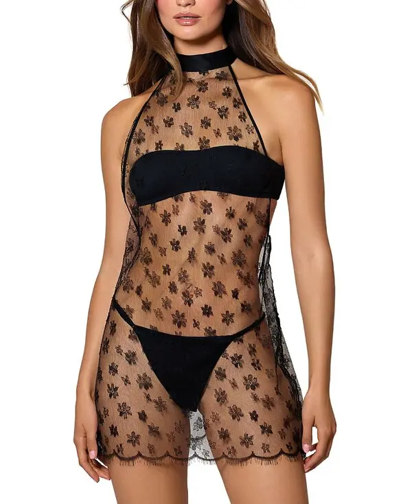 Kiki De Montparnasse All Over Lace Halter Mini Slip - Black