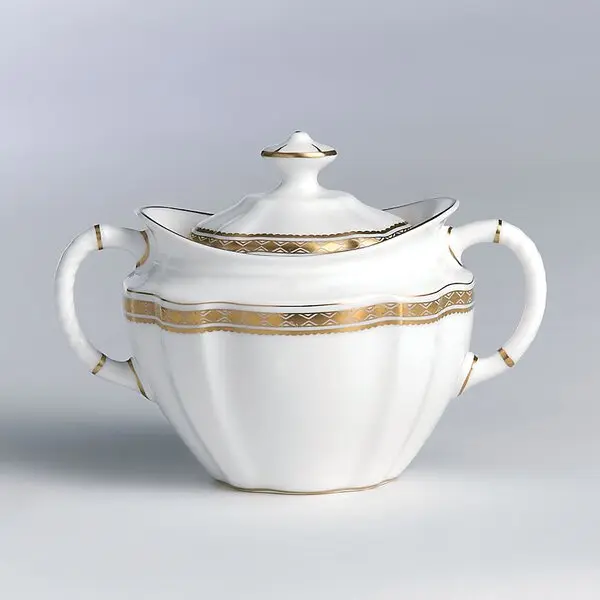 ROYAL CROWN DERBY Carlton Covered Sugar Bowl - Gold