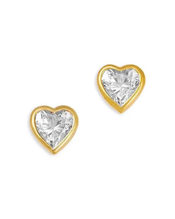Bloomingdale'S 1.0 Tcw Lab Grown Diamond Heart Stud Earrings - Gold