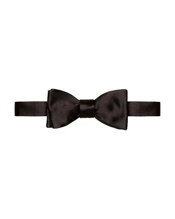 Eton Ready Tied Slim Satin Silk Bow Tie - Black