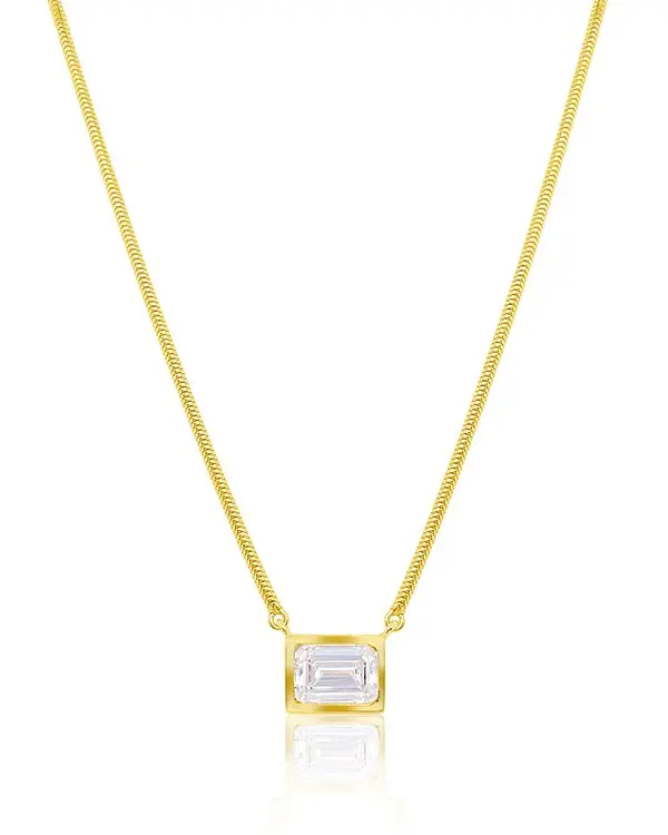 Meira T 14k Yellow Lab Grown Diamond Emerald Cut Pendant Necklace - Gold