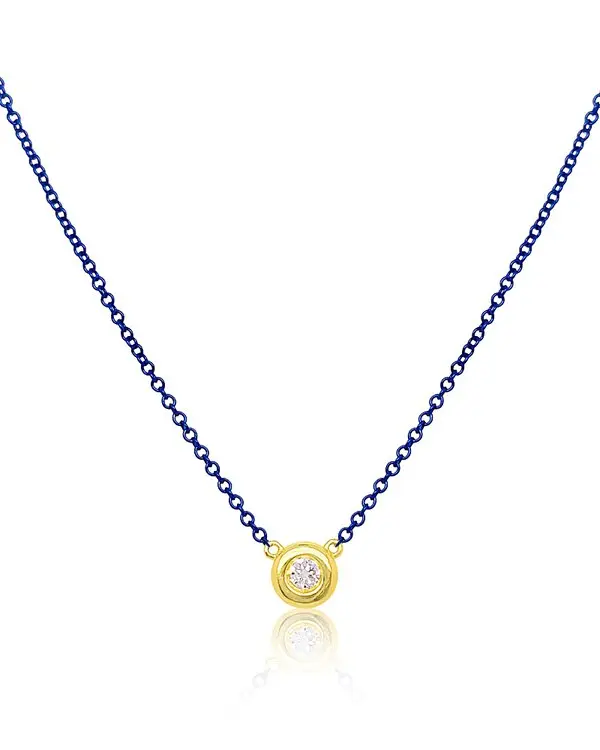 Meira T Yellow Gold Plated Silver Diamond Necklace - Blue