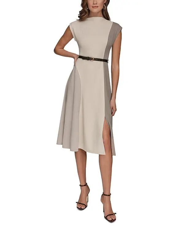 Donna Karan New York A-line Color Block Dress - Vapor/ Driftwood