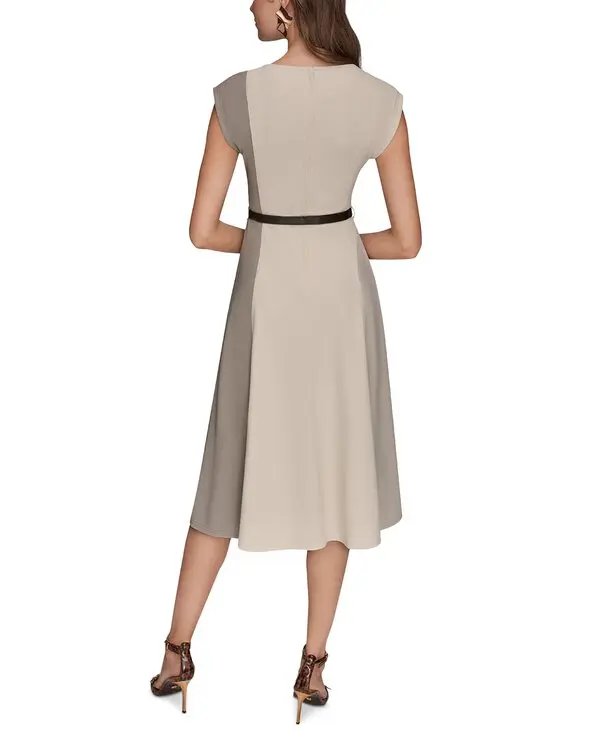Donna Karan New York A-line Color Block Dress - Vapor/ Driftwood