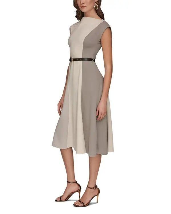 Donna Karan New York A-line Color Block Dress - Vapor/ Driftwood