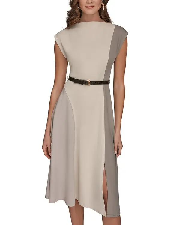 Donna Karan New York A-line Color Block Dress - Vapor/ Driftwood