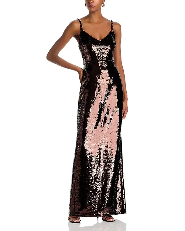 L'Agence Karma Sequin Maxi Dress - Chocolate - 47% Off | Editorialist
