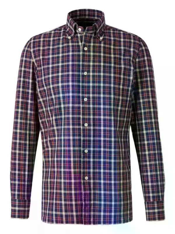 LUIGI BORRELLI Checked Button-down Shirt - Blue