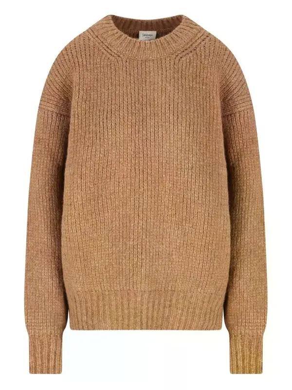 Saint Laurent Ribbed Crew-neck Sweater - Brown
