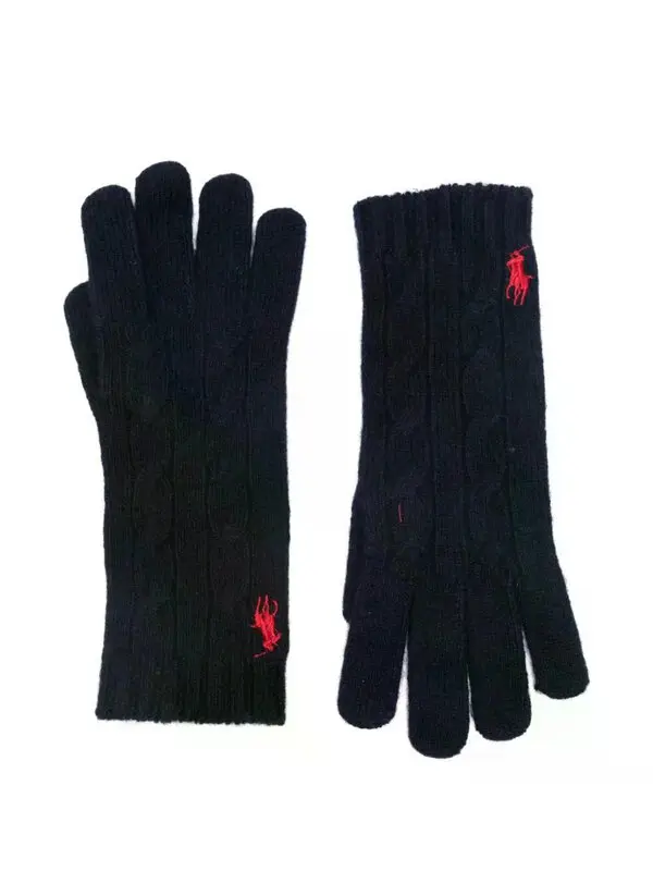 Polo Ralph Lauren Logo-embroidered Knitted Gloves - Blue