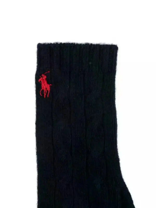 Polo Ralph Lauren Logo-embroidered Knitted Gloves - Blue