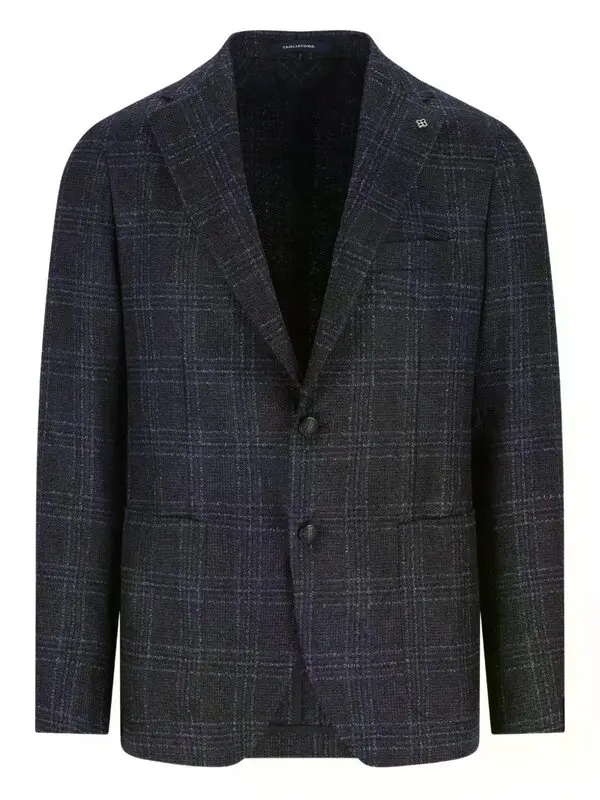 Tagliatore Checked Buttoned Blazer - Blue